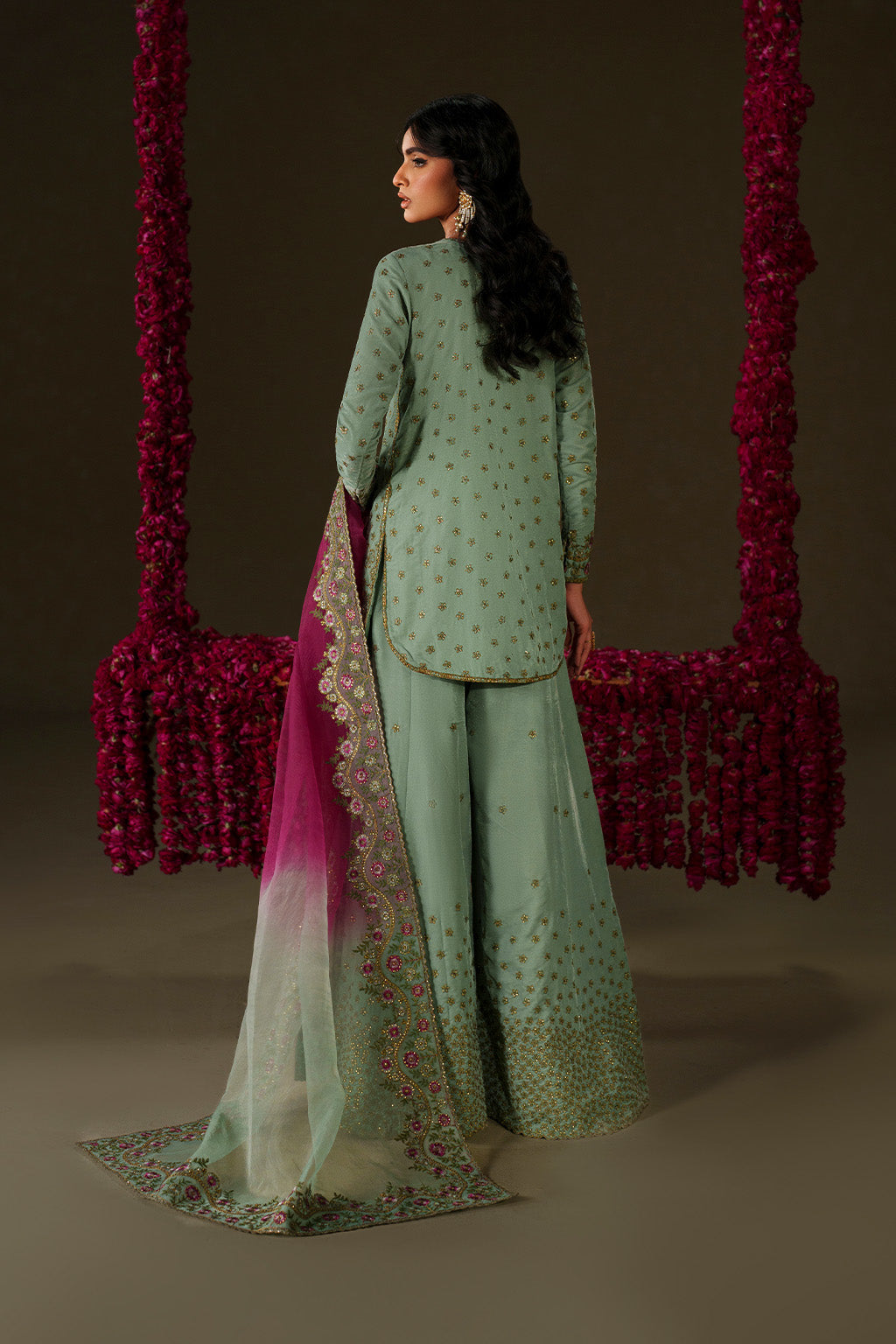 Mint Green Embroidered Velvet Dress | Iznik Fashions | Velvet Edit 2025 ...